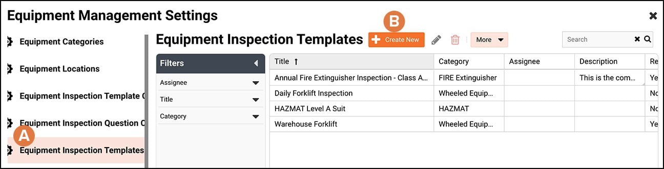 Create an Equipment Inspection Template