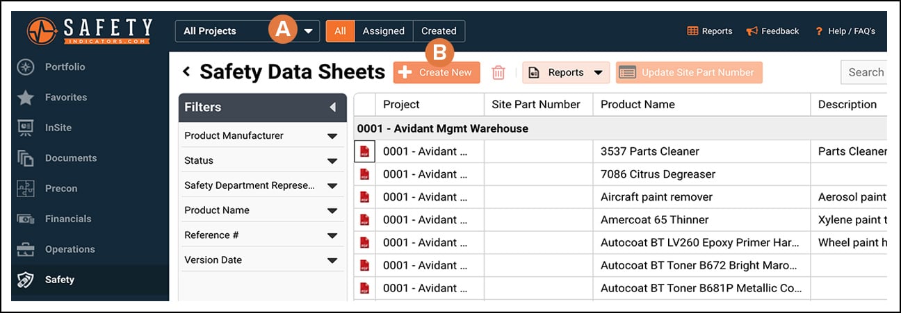 Create an SDS List for a Project