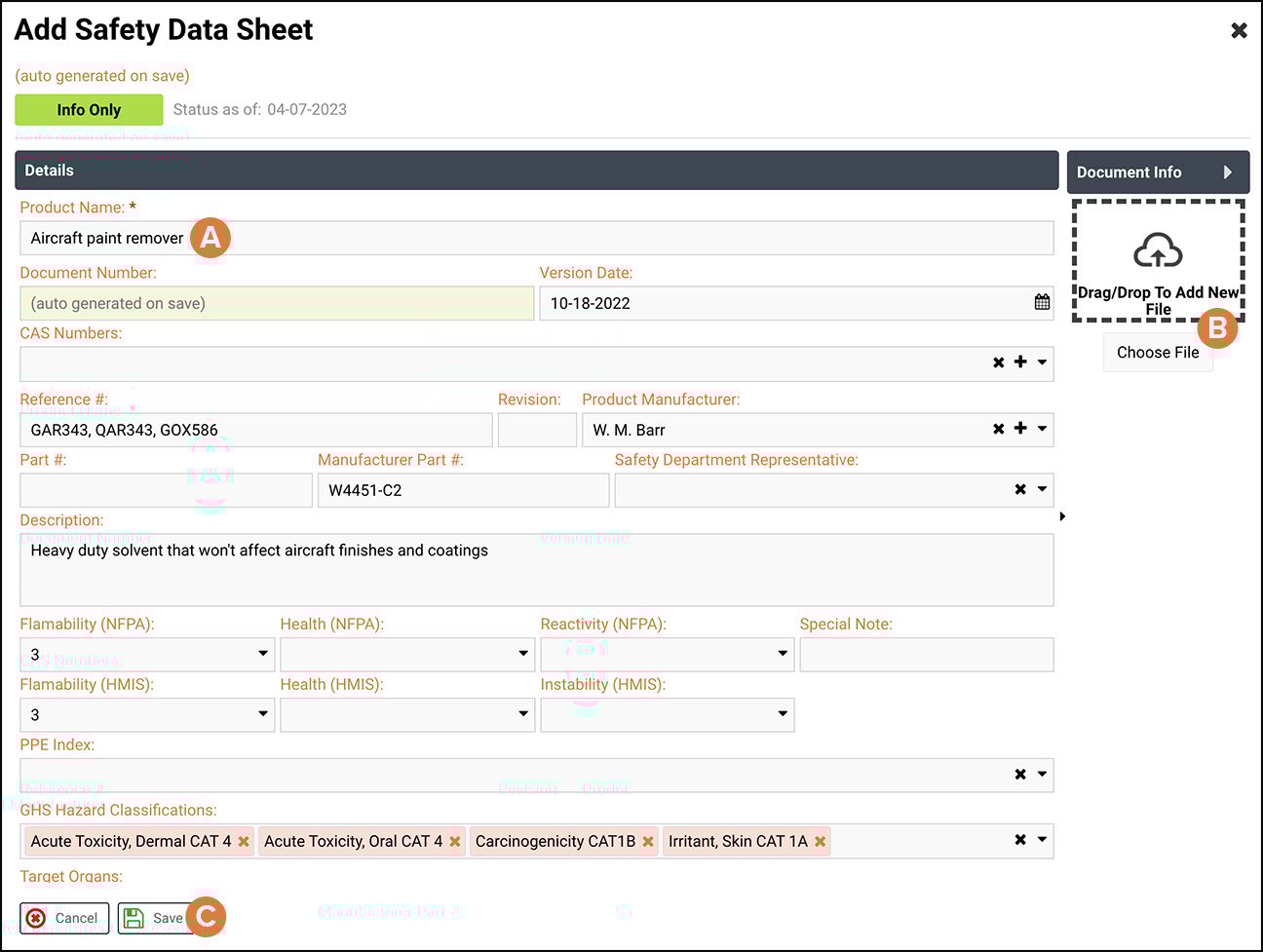 Managing Safety Data Sheets