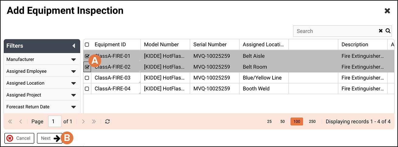Schedule and Assign an Equipment Inspection