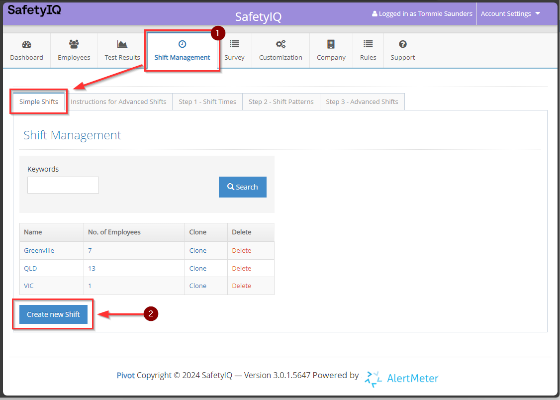 How to set up a simple shift